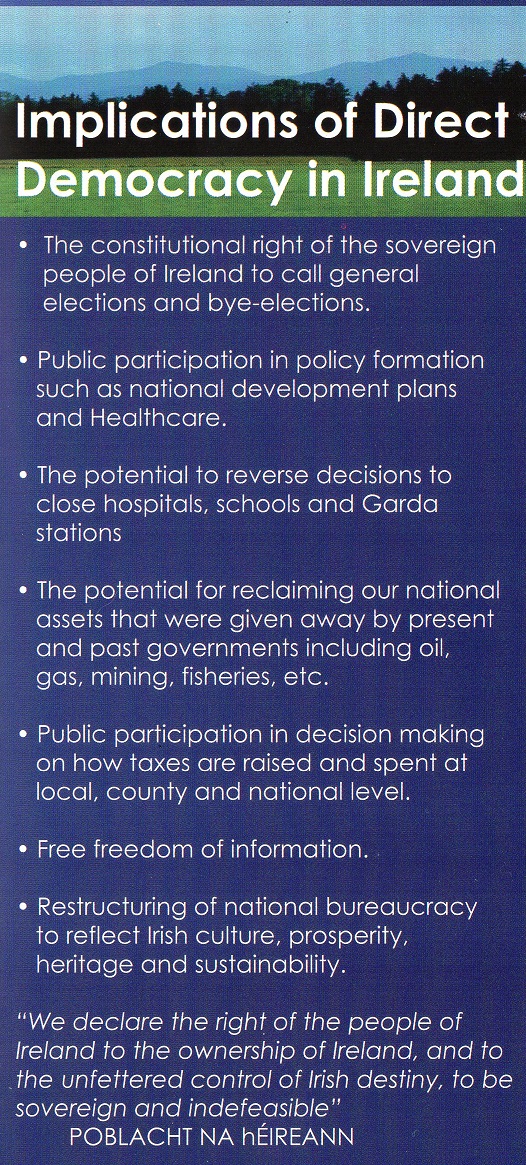 “Direct Democracy Ireland -Returning The Power To You” Leaflet | Irish ...