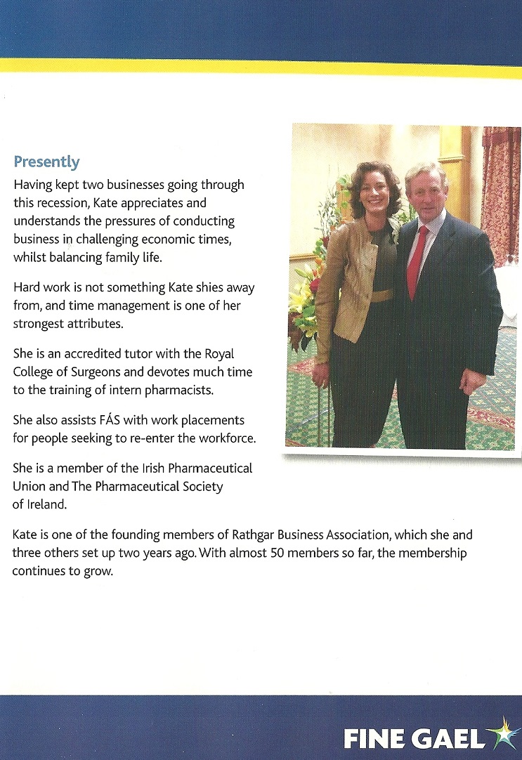 Leaflet from Kate O’Connell -Fine Gael – Rathgar-Rathmines -2014 Local ...
