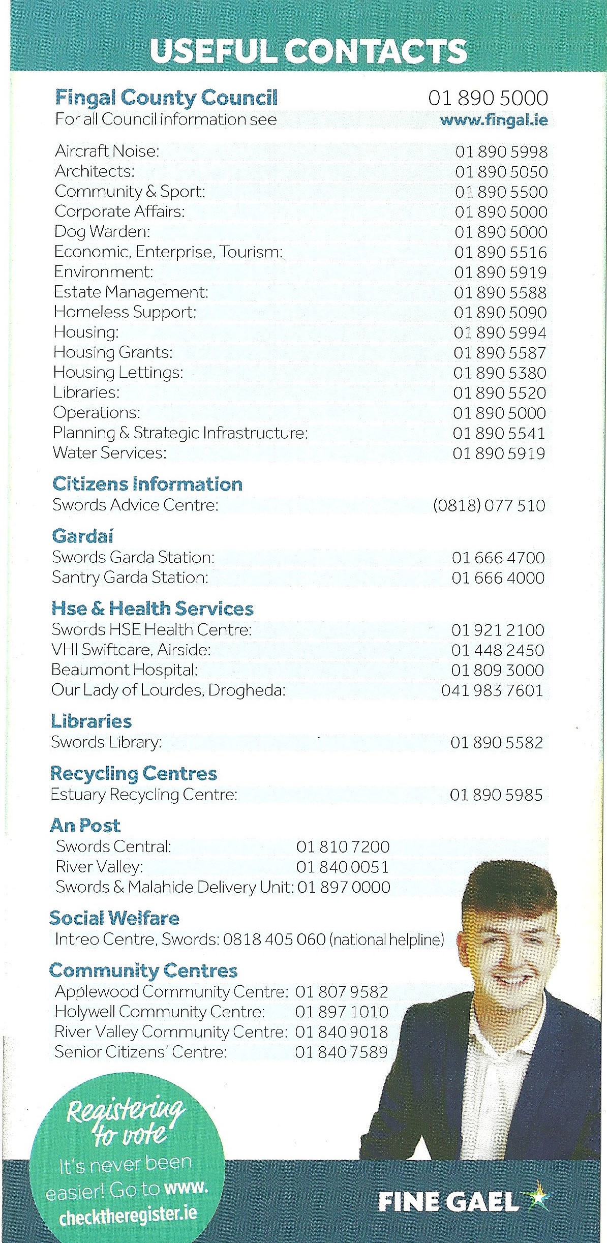 Leaflet from Luke Corkery – Fine Gael – Swords | Irish Election Literature