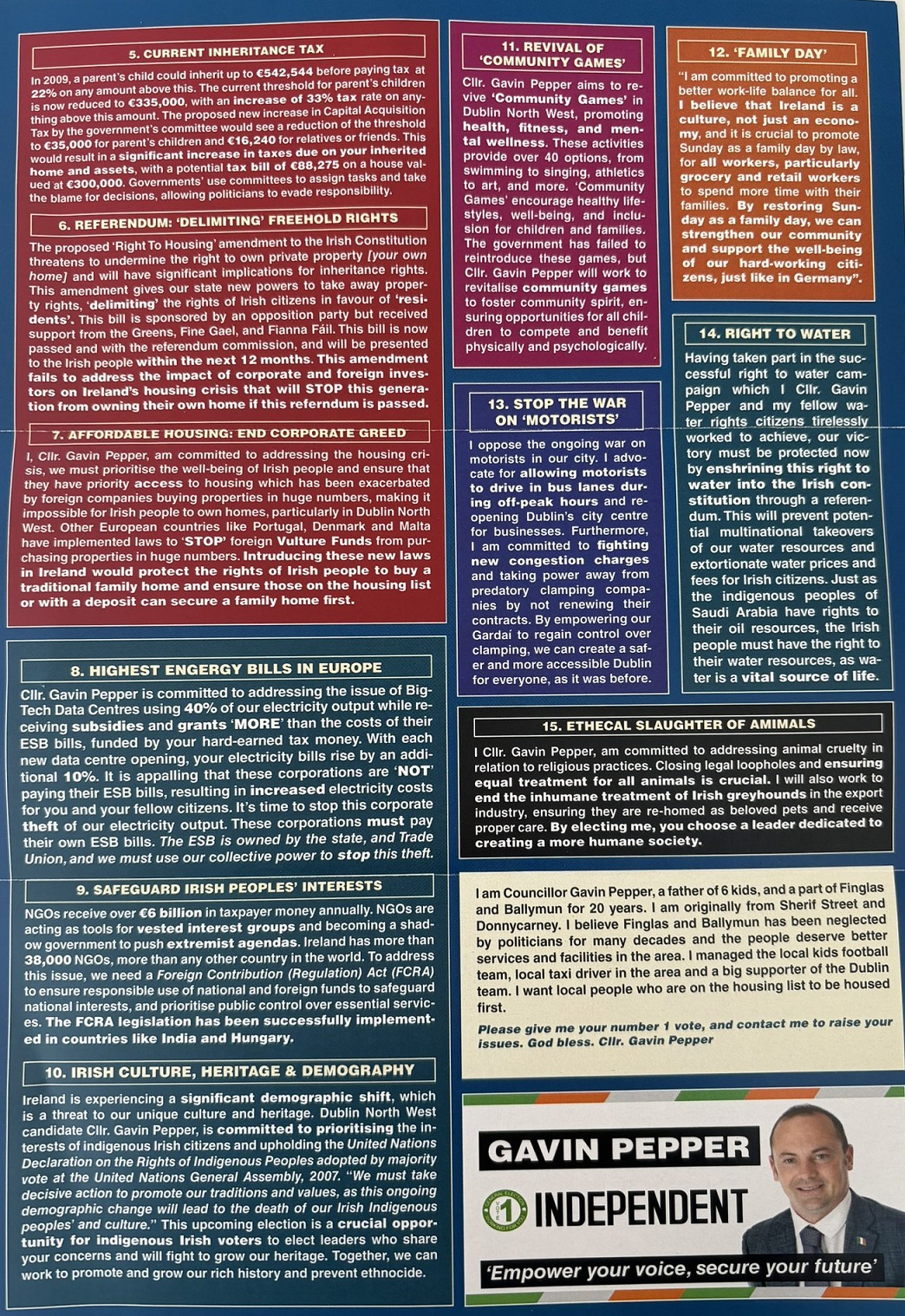 Leaflet from Gavin Pepper – Independent – Dublin North West – 2024 ...