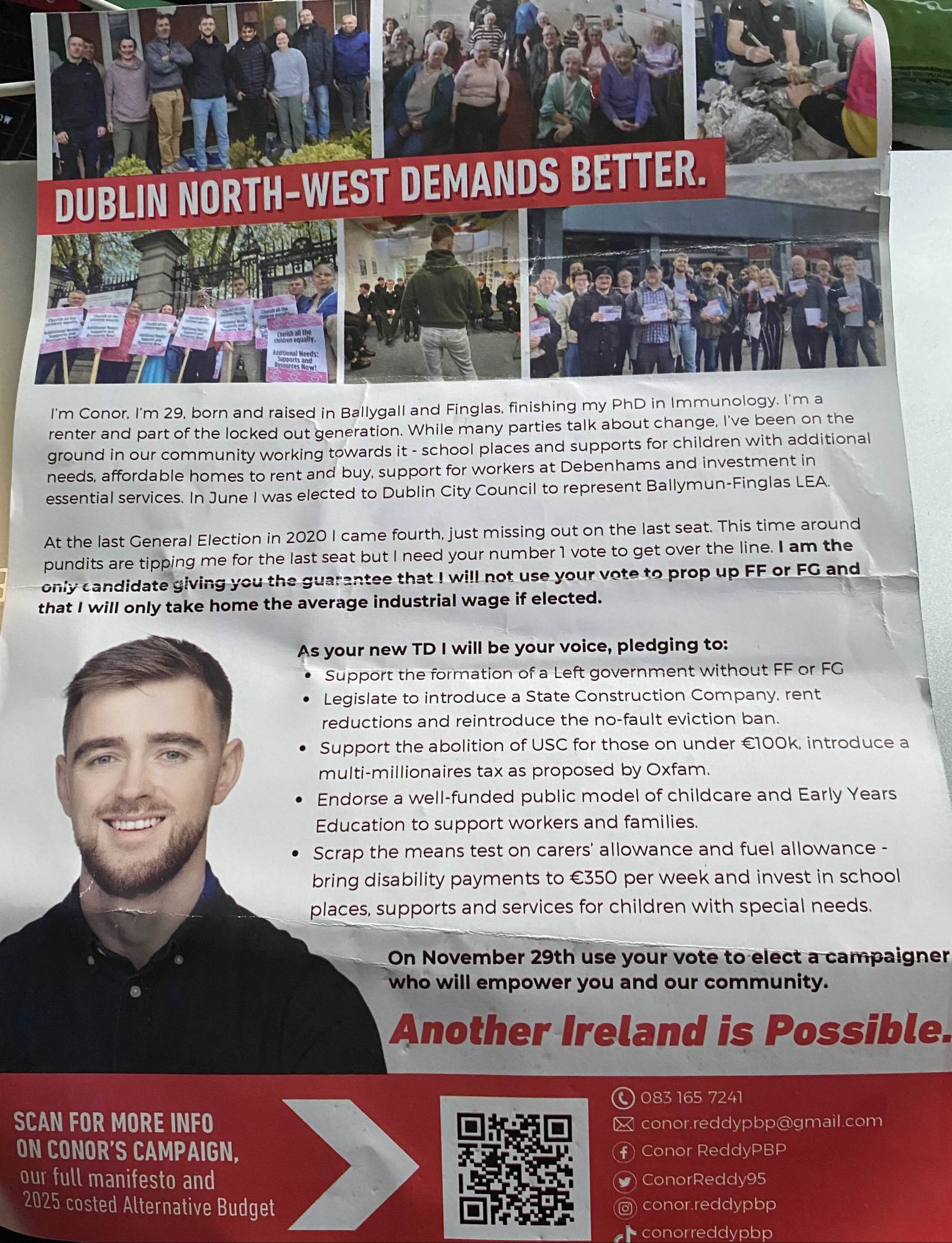 Leaflet from Conor Reddy – People Before Profit- Dublin North West ...