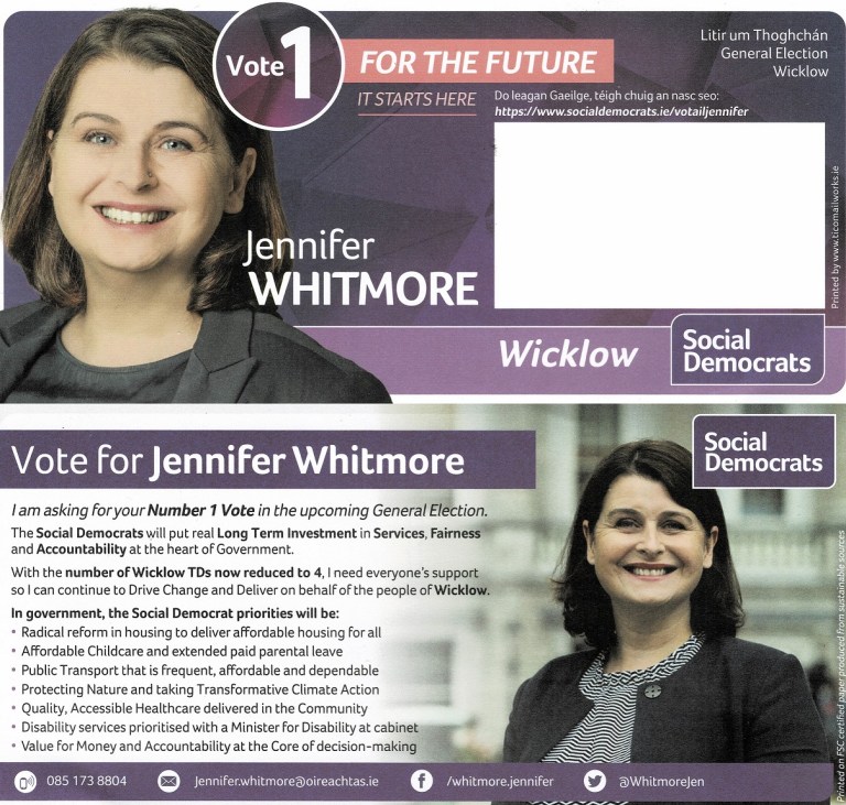 Leaflet from Jennifer Whitmore – Social Democrats – Wicklow – 2024 ...