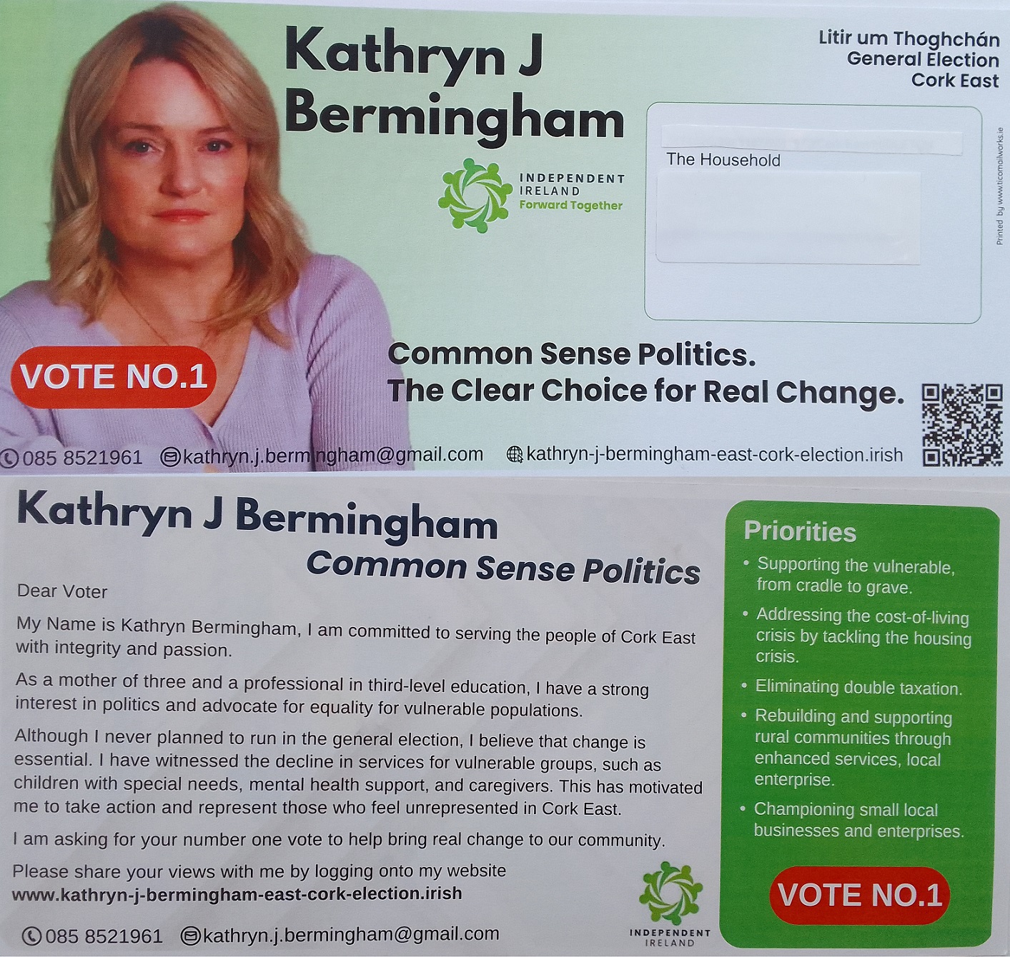 Leaflet from Kathryn J Bermingham – Independent Ireland – Cork East ...