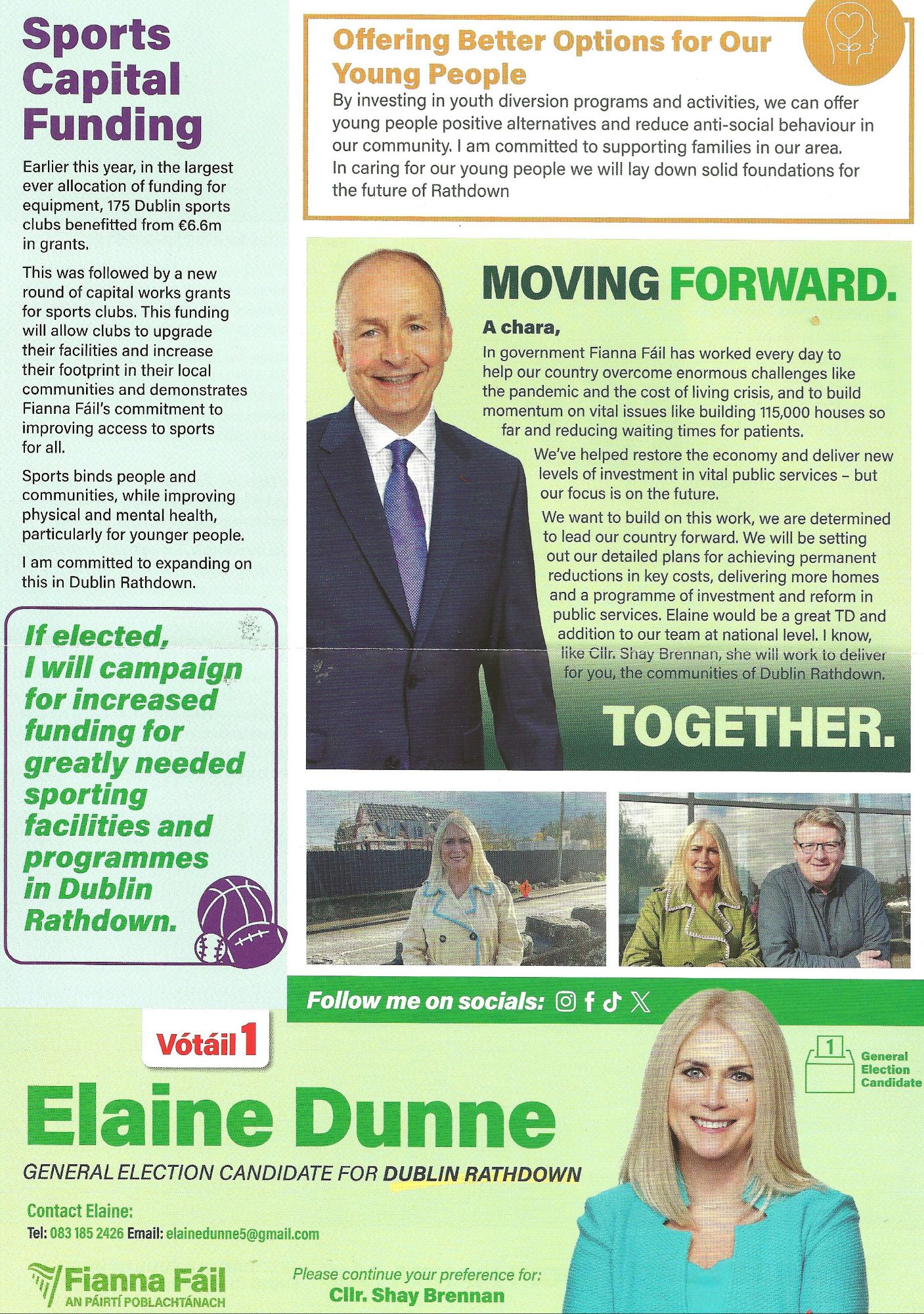 Leaflet from Elaine Dunne- Fianna Fáil- Dublin Rathdown- 2024 General ...